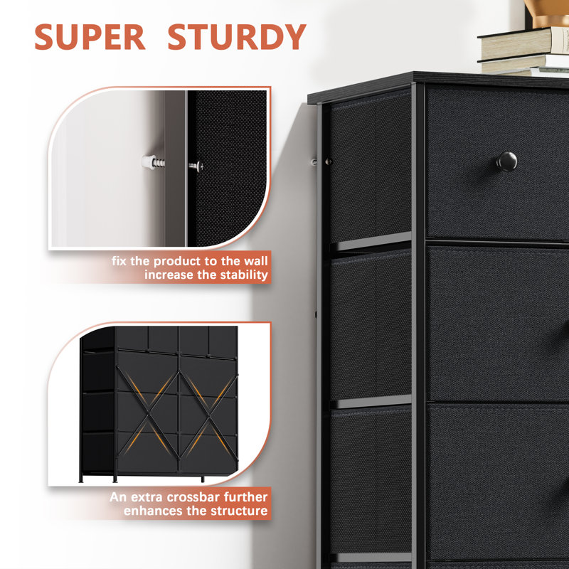 Ebern Designs Ojaswi 10 Dressers, Wooden Dresser, Chest of Drawers with Fabric & Reviews ...